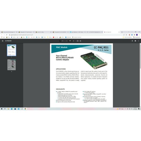 NEW Concurrent Tech CC PMC/RS1  4 Channel Comms Adapter VME VME64 Compact PCI新しい同時テックCC PMC/RS1 4チャンネル通信アダプターVME VME64コン...