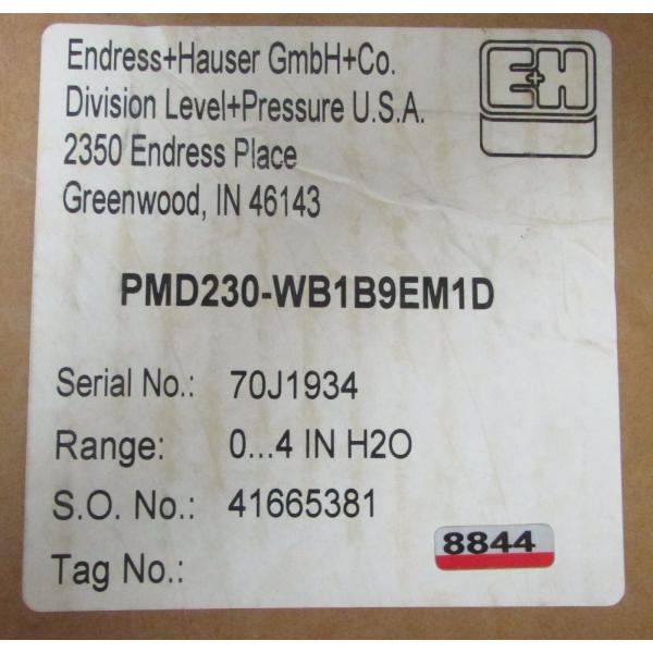 E+H ENDRESS + Hauser PMD230 WB1B9EM1D 0...4 IN H2O Pressure TransmitterE+H ENDRESS + Hauser PMD230 WB1B9EM1D 0...4 IN H2...