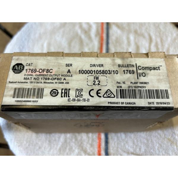 Allen Bradley 1769OF8C CompactLogix 8 CHNL I/O Current Output ModuleAllen Bradley 1769OF8C CompactLogix 8 CHNL I/O 電流出力モ...