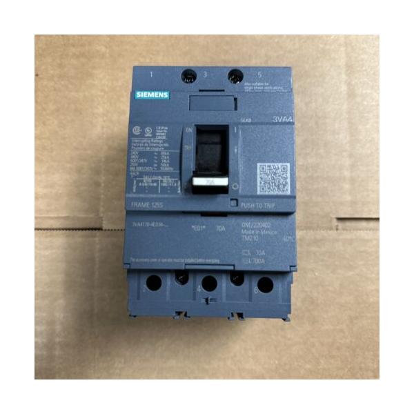 3VA4170-4ed34-0AA0 SIEMENS 3 POLE 70 AMP BOLT-ON CIRCUIT BREAKER New Pull Out3VA4170-4ed34-0AA0 シーメンス 3 極 70 アンペア ボルトオンサ...