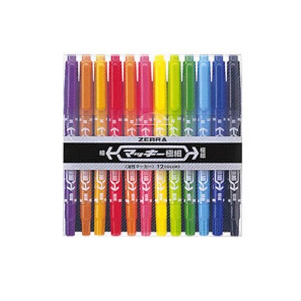 ★定番油性マーカー「マッキー」■細字&amp;極細■12色セット■メーカー：ゼブラ■品番：MCF-12C■セット内容：・黒、赤、青、緑、黄、茶、紫、ピンク・オレンジ、ライトブルー、ライトグリーン、ライトブラウン■筆記幅：（細字）約1.0〜1...