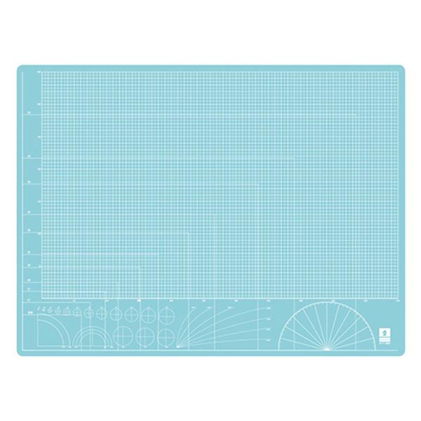 ★半透明で色鮮やかな素材のカッターマット■A4判対応■メーカー：ミワックス■品番：STN-A2-BU■カラー：ブルー■マットサイズ：450mm×600mm×厚2mmm■両面使用可能（5mm方眼印字は表面のみ）■材質：オレフィン系樹脂