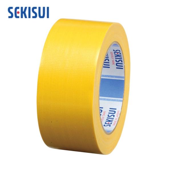 ★カラーの布ガムテープ廉価タイプ★薄くても優れた粘着力■メーカー：セキスイ■品番：N60YV03 （No.600Vカラー）■テープ色：黄■テープ幅：50mm/テープ長さ：25m巻き■材質：スフ/PET■テープ厚み：0.22mm