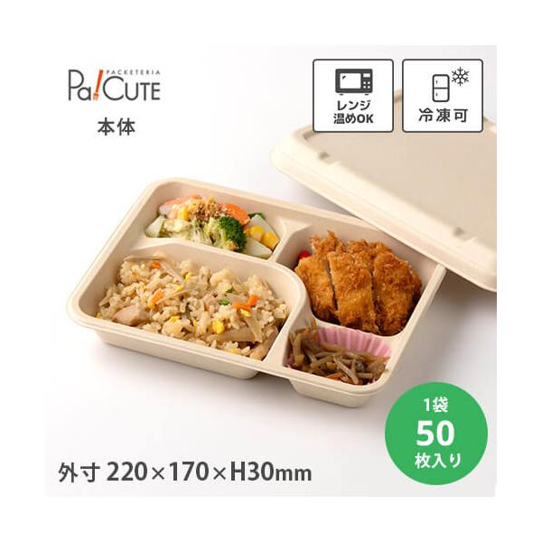 ※この商品は本体のみです。●商品コード：28421277●枚単価：52.00円(税別)●材質：紙・PET●外寸サイズ：220×170×H30●容量：ご飯入れる箇所：約120g●内寸の高さ(本体＋フタ)：H40●重量：約23g●種類：セパレー...