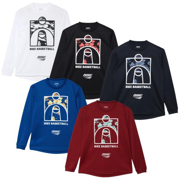 アメリカ・ボストン発祥のスポーツギアブランドBIKE(バイク）のバスケットボールライン。EC限定のジュニア向けのBIKEBasketballジュニアコレクションの長袖プラクティスシャツです。カモフラージュ柄とバスケットボールコートをモチーフ...