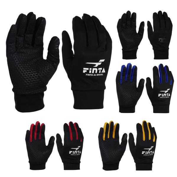 人気のサッカー・フットサルブランド、フィンタのフィールドグローブ。部位によって異なる素材を使用して伸縮性とフィット感を両立。ジュニアフリー、大人用フリー、大人用XLの３サイズの展開です。サッカー、フットサルシーンだけでなく、ランニング、ジョ...