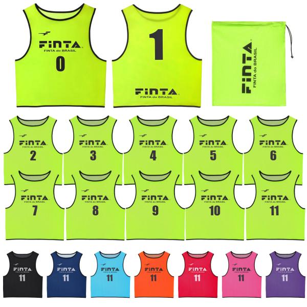 ゼッケン0番〜11番が前後に付いたジュニアサイズのビブス12枚セット。サッカー、フットサルブランドFINTAフィンタのトレーニングビブス 、ゲームベストが全面昇華プリントになって、高いフィット感と耐久性を手に入れました。 生地とロゴやゼッケ...