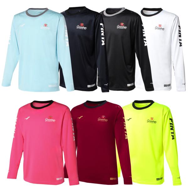 ブラジル生まれの人気サッカー、フットサルブランドFINTAのメンズ長袖プラクティスシャツの限定モデル。オーソドックスなデザインの中に胸のイメージロゴと肩の透明プリントがオシャレ度をアップさせています。前後共にラウンドにカッティングされたスソ...