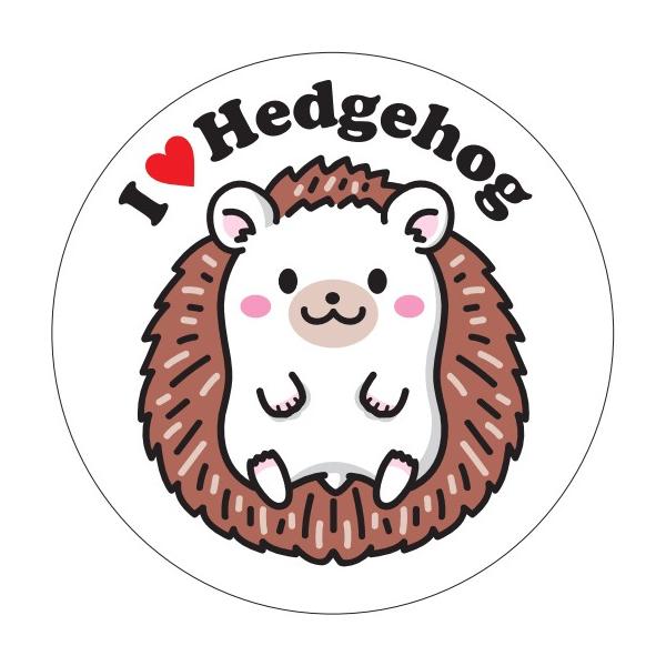 かわいいハリネズミちゃんのイラストステッカーです。生活防水でお気に入りの場所に貼って楽しめます。生活防水（耐熱・耐水・耐光加工ではありませんのでご注意ください。）1枚バラ売り　直径：8ｃｍ【この商品はゆうパケットにて発送いたします】