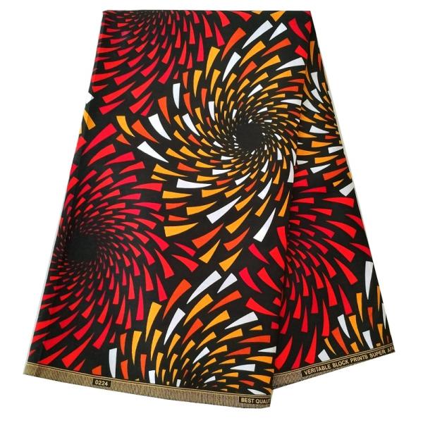 連発の花火が夜空を彩るような華やかな柄のアフリカンプリントです。和風でとても大人な雰囲気ですが、インパクトもあります。【サイズ】幅：約119cm長さ：50cm〜、50cm単位※2個で連続１m、3個で連続1.5mにカットします。【素材】綿１０...