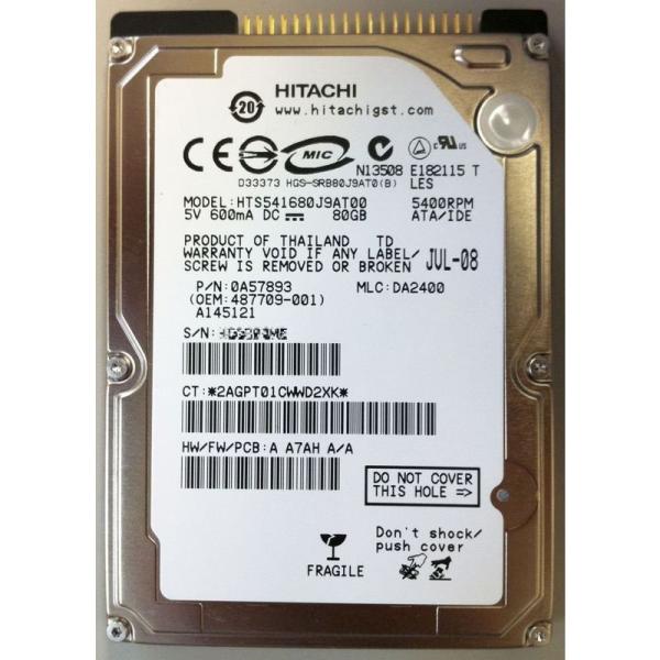 日立GST Travelstar 5K160(80GB/ATA100/5400rpm/8MB) HTS541680J9AT00: 商品のタイトル【中古品】(中古品)＝使用済み中古品です。画像の商品はサンプル画像です。実際に届く商品と異なりま...