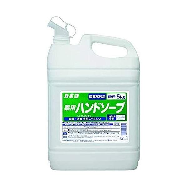 ★パッケージ・商品内容等は、予告なく変更する場合もあります。　ご了承下さい。殺菌・消毒タイプの薬用ハンドソープ。ヤシ油を使用した手肌にやさしい液体石けんです。シトラスの香り。廃棄を考えたつぶせる容器。注ぎやすいコック付。【内容量】5kg【販...