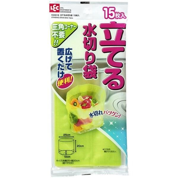 上部を折り曲げて広げて置くだけ、使い捨ての自立式水切り袋です。通水性の良いワリフ素材を使用。細かいゴミを逃さずにスムーズに水切りし、袋ごと捨てられます。通気性も良いので、生ゴミが蒸れにくく、ニオイの発生も抑えます。燃やしても塩化水素などの有...