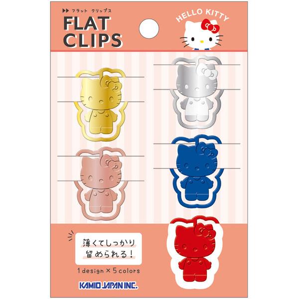 かわいい「ハローキティ」デザイン♪薄くてしっかり留められる「フラット クリップス」です。ゴールド・マットシルバー・ライトブロンズに、キャラクターらしいカラー2色を加えた計5色セット。丈夫なステンレス製です。書類はもちろん、ノートや手帳のデコ...