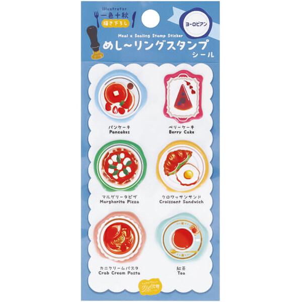 お皿に見立てたシーリングスタンプの枠♪かわいくておいしそうな料理がギュギュっとのった「シール」です。ぷくぷくと凹凸のある立体が楽しい!手帳やスマホケースなどのデコにちょうどいいサイズ感。シール交換でも盛り上がること間違いなし!■一色十秋 (...