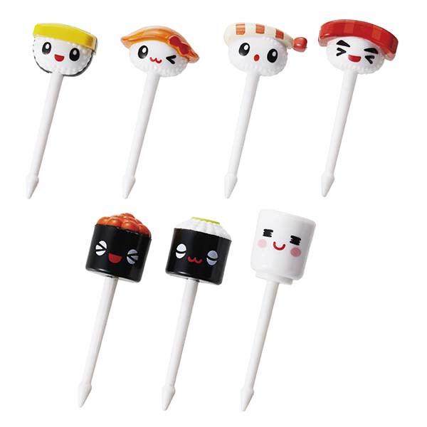 食事がもっと楽しくなる♪お弁当やパーティの彩りに活躍する「ピック」です。表情がキュートなお寿司が大集合!キャラ弁が苦手…時間がない…そんな方も、ピックを刺すだけなので、簡単です。【サイズ】・たまご=約40×14×17mm・サーモン=約41×...