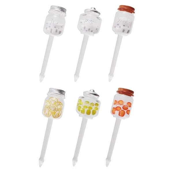 食事がもっと楽しくなる♪お弁当やパーティの彩りに活躍する「ピック」です。ガラスみたいに透明がかわいいボトルデザイン。瓶の形は3タイプ。 それぞれ中身が全部違って楽しい6本入。【サイズ】・JAR=約48×12.5×6.8・POT=約48×14...