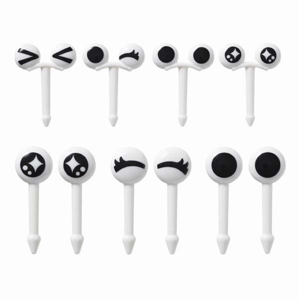 食事がもっと楽しくなる♪お弁当やパーティの彩りに活躍する「ピック」です。うずらの卵や玉子焼きなどに刺すだけでキャラクターに変身する、目玉デザイン。大は片目・小は両目、楽しい10本入。【サイズ】・大=約39×13×7mm・小=約30×22.5...