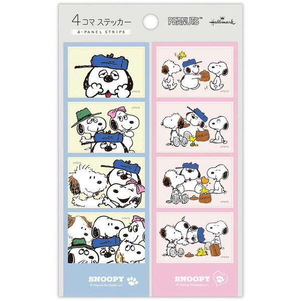 4コマで表情変化が楽しい♪かわいい「スヌーピー」柄「ステッカー」です。韓国の人気プリントシールの世界観を取り入れた、ストーリー性のあるステッカー。1枚のシールに4コマ構成でキャラクターが登場。コマごとに変化する表情やポーズが楽しめます。1コ...