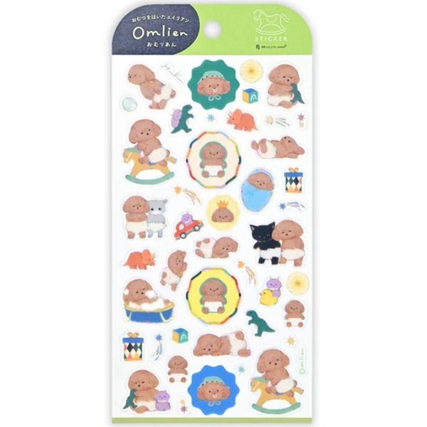 おむつを履いたエイリアン「Omlien (おむりあん)」デザイン♪とある銀河系の惑星・OM (オーエム)で暮らす生命体がおむつを履いて、ミルクを持って、木馬にのってやってきた!半透明でマットな質感の「シール」です。下地を活かせるので、手帳や...
