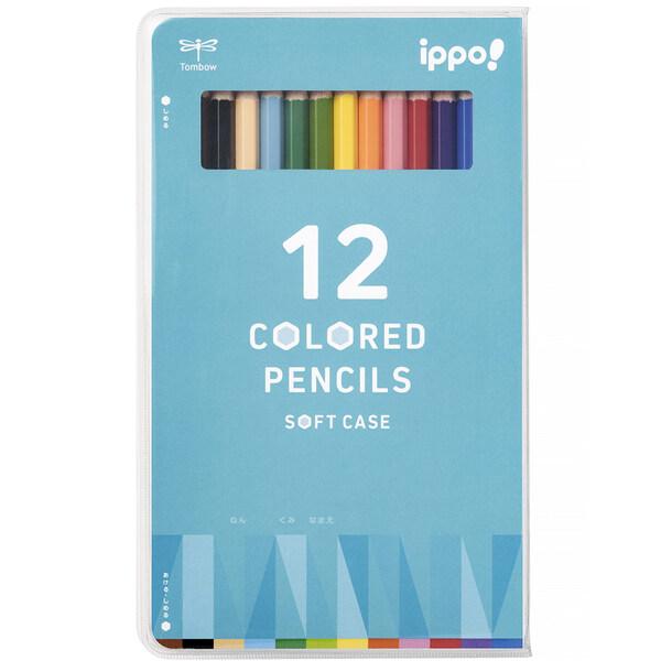 学びへの一歩「ippo! (イッポ)」を応援♪軽いソフトケース入「色鉛筆」です。ソフトケースなので、フタを折り返して机を広く使えます。落としても、大きな音がしません。ひと塗りで高発色のソフトタッチ芯を採用した、六角軸の色鉛筆です。■トンボ鉛...