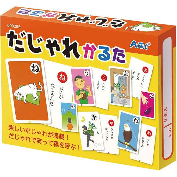 爆笑だじゃれで大人も子どもも盛り上がる!だじゃれかるた愉快なだじゃれで盛り上がろう!思わず口にしたくなる楽しいだじゃれが満載のカードゲーム!読み札がだじゃれになっている、全48種類のあいうえおかるたです。ふりがな付きの読み札で、ひらがな・カ...