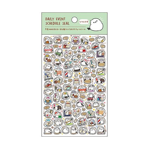 白くてまんまるな「シマエナガ」がかわいい♪予定のある日もない日も貼りたくなる「スケジュールシール」です。キラキラ光る金箔のデザインが、手帳を彩ってくれます。下地を生かせるPET素材。手帳などに貼ってお楽しみください。【サイズ】約W95×H1...