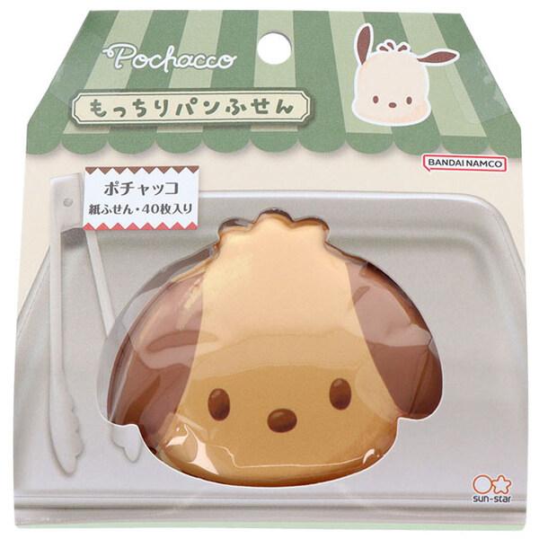 ふっくら、もっちり♪ おいしそうな「ポチャッコ」!?パンの形がかわいい「もっちりパンふせん」です。もっちりふわふわカバー付!たっぷり使える40枚入。【サイズ】約W75×H75×D25mm程度【重　量】約25g【材　質】付箋=紙、カバー=PV...