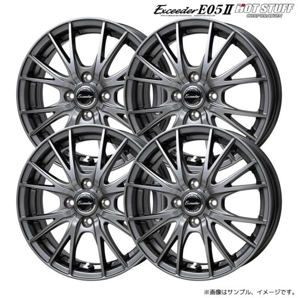 HOT STUFF｜Exceeder E05II■サイズ：15x4.5J■ホール/P.C.D.：4H/100■インセット/ハブ高(mm)：+45/31.01ピース構造●ハブ径：φ67.0　●ナットホール径：φ32　●対応ボルト径：M12●適...