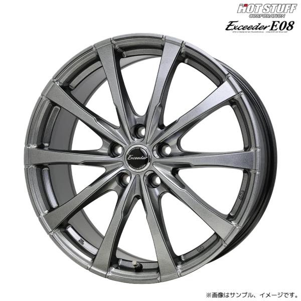 HOT STUFF / Exceeder E08■サイズ：19x7.5J■ホール/P.C.D.：5H/114.3■インセット/ハブ高：+38/53.9■対応ボルト径/ボルト座：M14/60°テーパー座1ピース構造　●ハブ径：φ54.1　●対...