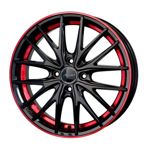プレシャス アスト M1 アルミホイール 1本 14x4.5 +45 100 4H(ブラック&amp;レッドクリア) / 14インチ Precious AST M1
