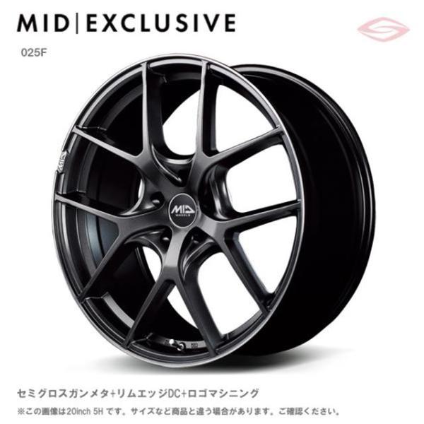 MID EXCLUSIVE / エムアイディエクスクルーシヴ025F / ゼロニーゴーエフ・インチxリム幅:18x7.0J・ホール:5H・PCD:114.3・インセット:+48・カラー:FG2 セミグロスガンメタ＋リムエッジDC＋ロゴマシニ...