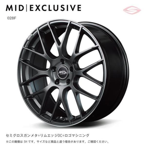 MID EXCLUSIVE / エムアイディエクスクルーシヴ028F / ゼロニーハチエフ・インチxリム幅:18x7.0J・ホール:5H・PCD:114.3・インセット:+48・カラー:セミグロスガンメタ＋リムエッジDC＋ロゴマシニング・メ...