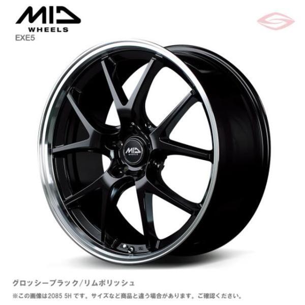 MID WHEELS / エムアイディホイールズEXE 5 / エグゼファイブ・インチxリム幅:16x6.0J・ホール:4H・PCD:100・インセット:+43・カラー:グロッシーブラック／リムポリッシュ・メーカー型番:L104660433...