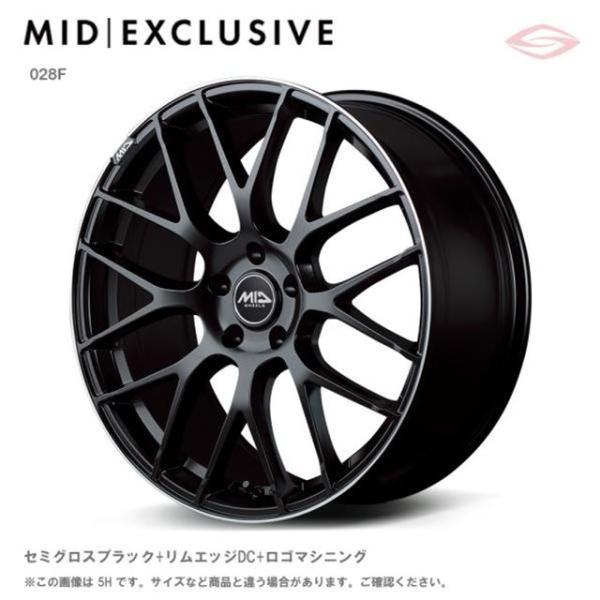 MID EXCLUSIVE / エムアイディエクスクルーシヴ028F / ゼロニーハチエフ・インチxリム幅:18x8.0J・ホール:5H・PCD:112・インセット:+45・カラー:セミグロスブラック＋リムエッジDC＋ロゴマシニング・メーカ...