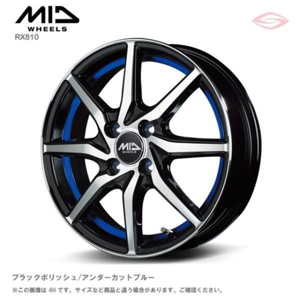 MID WHEELS / エムアイディホイールズRX810 / アールエックスハチイチマル・インチxリム幅:14x4.5J・ホール:4H・PCD:100・インセット:+45・カラー:BP／BLU・メーカー型番:Y2564454334503L...