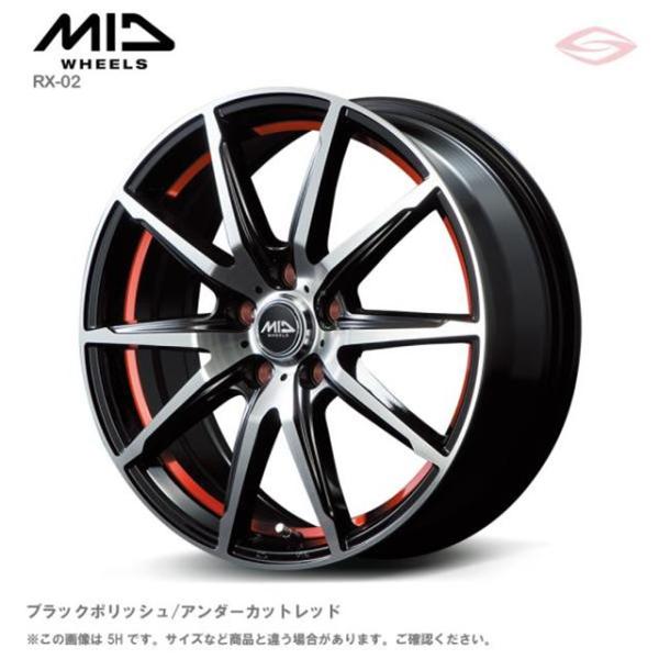 MID WHEELS / エムアイディホイールズRX02 / アールエックスゼロツー・インチxリム幅:14x4.5J・ホール:4H・PCD:100・インセット:+45・カラー:BP／RED・メーカー型番:Y265445433450360※画...