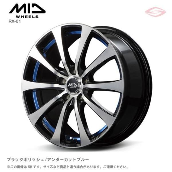MID WHEELS / エムアイディホイールズRX01 / アールエックスゼロワン・インチxリム幅:15x5.5J・ホール:4H・PCD:100・インセット:+43・カラー:ブラックポリッシュ／アンダーカットブルー・メーカー型番:L171...