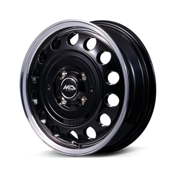 MID WHEELS / エムアイディホイールズGARCIA CISCO Type 2 / ガルシア シスコ タイプツー・インチxリム幅:14x4.5J・ホール: 4H・PCD:100・インセット:45・カラー:Black／Rim Poli...