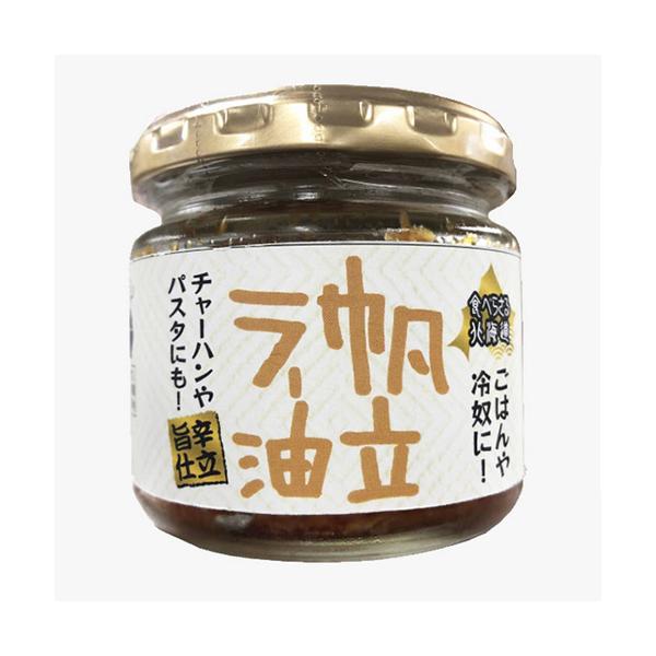 歯ごたえの良い干し海老をにんにくと合わせてご飯や総菜に合うラー油漬けに仕上げました。内容量：100g原材料：  植物油脂（国内製造）、帆立貝、粒状大豆たんぱく、砂糖、フライドガーリック、醤油、豆板醤、胡麻、食塩／調味料（アミノ酸等）、香辛料...