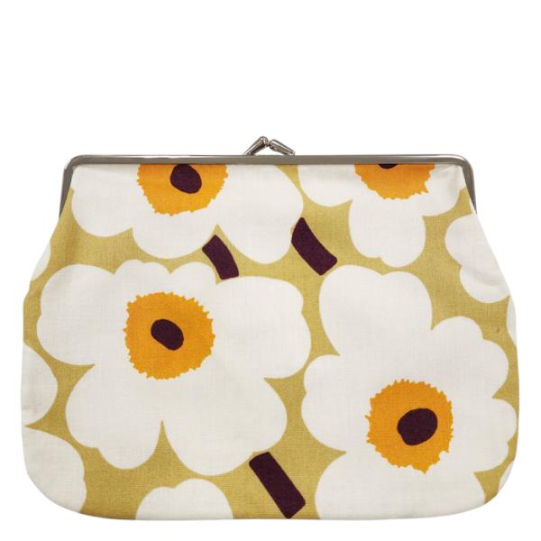 商品種別および型番marimekko Mini Unikko Puolikas Kukkaroマリメッコ ミニウニッコ がま口ポーチ074581-841素材cotton/コットン50％リサイクル繊維　50％オーガニック繊維 カラーcaram...