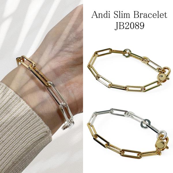 品名・品番/ANDI SLIM BRACELET JB2089素材HPG:GOLD/ゴールドトーンのディップ真鍮製TT:TWO-TONE/シルバーとゴールドトーンのディップ真鍮製柄/スリムチェーンブレスレットサイズ/全長サイズ約20.5cm...