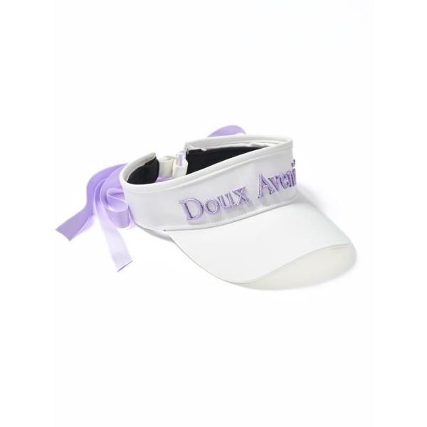 新品　Doux　Avenir　ドゥ　アヴニール　リボン　サンバイザー　ホワイト×ウィステリア　フリー