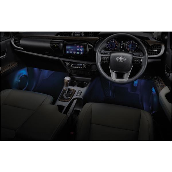 ■タイトヨタ純正アクセサリー LEDフットランプ在庫有り、国内発送！即納！タイトヨタ純正アクセサリー純正ならではのハイクオリティフロント・リアシートの足元を照らしてムードある室内空間を演出するブルーのイルミネーション。図解入り取付け説明書（...