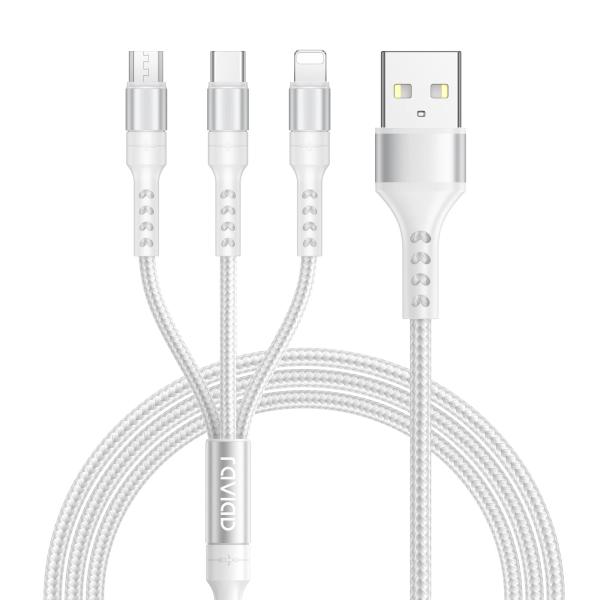 【商品概要】【1本3役】本製品は3in1 充電ケーブルです。Phone、Micro USB、Type-Cが一つになった超便利最新設計な一本三役の3in1充電ケーブルです。１つのUSBポートから3台のデバイスが同時に充電できます。自宅、オフィ...
