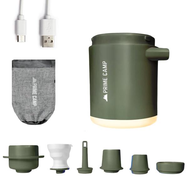 【商品概要】【超軽量＆強力電動エアーポンプ】超軽量モデルの電動エアーポンプ。本体重量は約94g(フタ含む120g)。コンパクトだけど風密度170L/分と強力で、インフレーターマットなどの空気入れ/空気抜きをしっかりサポートします。 キャンプ...