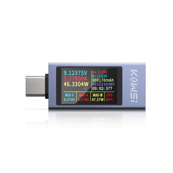 【商品概要】USBCテスター：このUSB CパワーメーターはTI INA使用し、電子製品充電の電圧、電流、電力、容量、エネルギー、時間、最大電圧、最大電流、最大電力、電流の方向、CPU 温度を表示できます。 USBCデバイスの充電情報が見や...