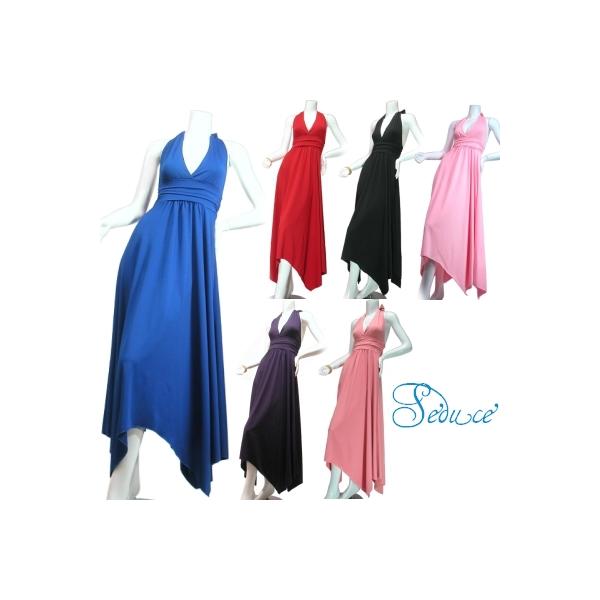 上質な生地を使用した、アシンメトリーの美しいホルターネックドレスです。胸部分は、生地が二重になっていますので、透ける心配はありません。ホルターネックですので、長さは自由に結んでいただけます。背中部分は、ゴム入ですので、ズレる心配はありません...