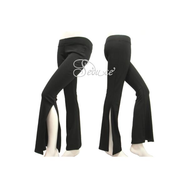 サイドの裾のスリットが長く、とてもセクシーなパンツ。ウエストはしっかりとしたゴムで、穿き易さ満点。お出掛け、パーティーやホームウェアにも活用。着心地が良く、ストレッチ入りの素材で、動きやすいので、ダンスにもぴったりです。■サイズ・・・フリー...