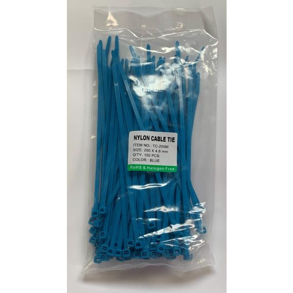 結束バンド(インシロック)(ケーブルタイ)【材質】ナイロン66　　【色】　青色【サイズ】長さ200mm×幅　4.8mm　引っ張り強度　18kg【入数】100本